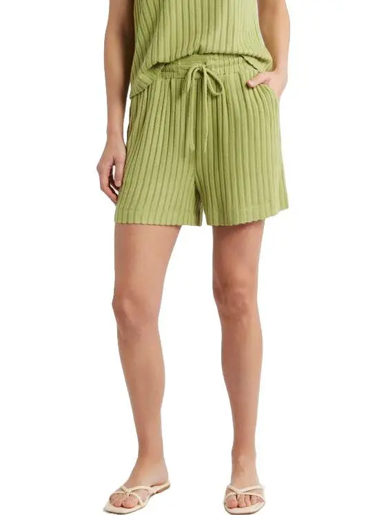 CITY BLUES Rib Drawstring Shorts - Pear