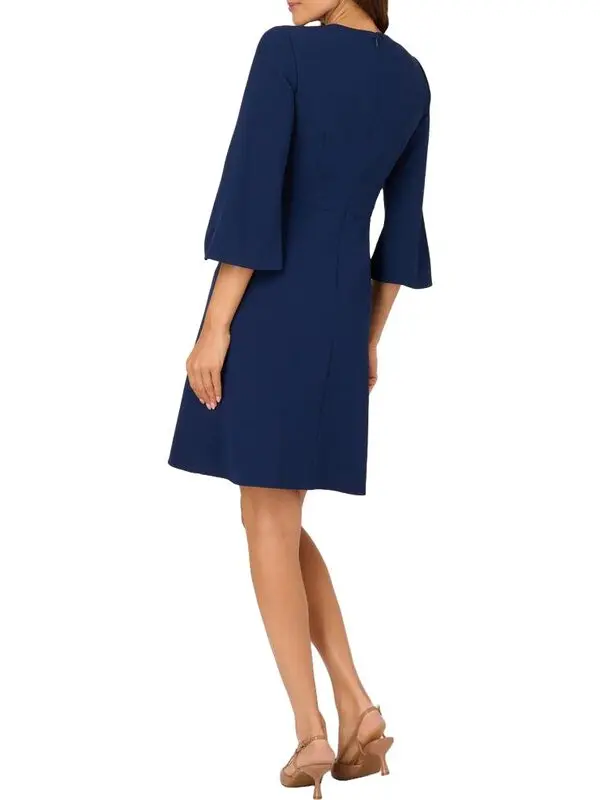 Adrianna Papell Twist Neck Crepe Sheath Dress - Navy Sateen