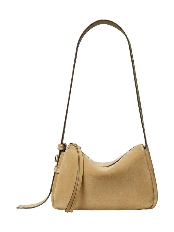 Tory Burch Romy Small Suede Shoulder Bag - Butter