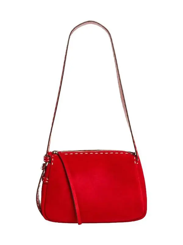 Tory Burch Romy Small Suede Shoulder Bag - Red