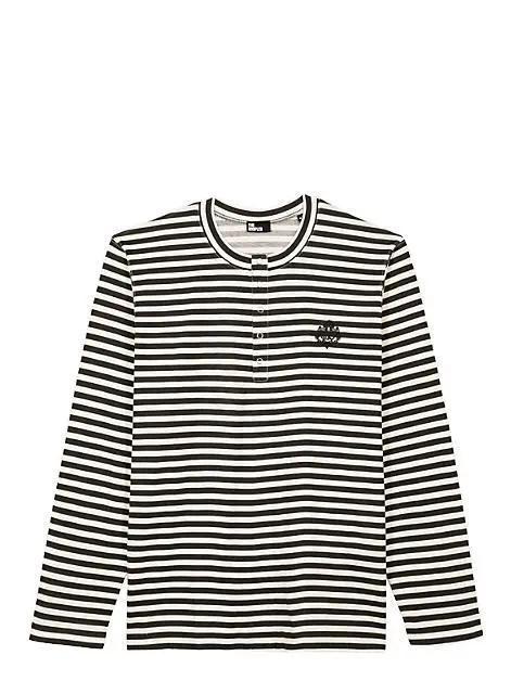 The Kooples Striped Long-sleeved Cotton-jersey T-shirt - Light Beige
