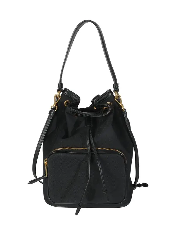 Prada Jacquard Logo Bucket Bag - Black