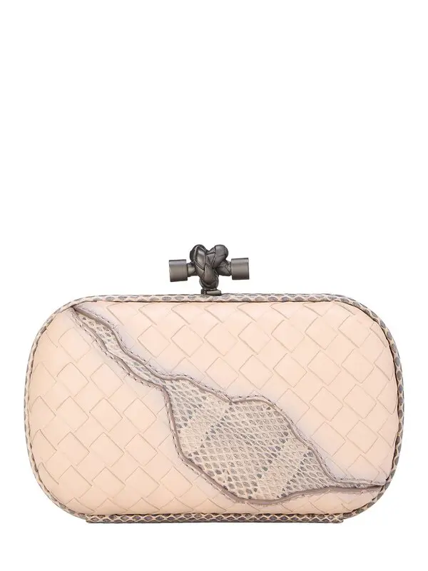 Bottega Veneta Intrecciato Python Clutch - Pink