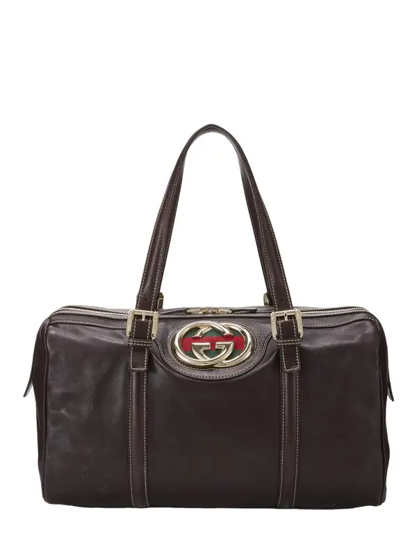 Gucci Leather Britt Boston Bag - Brown