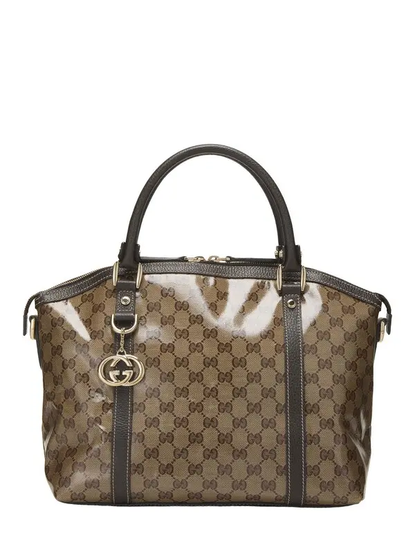 Gucci Gg Crystal Interlocking Dome Handbag - Brown