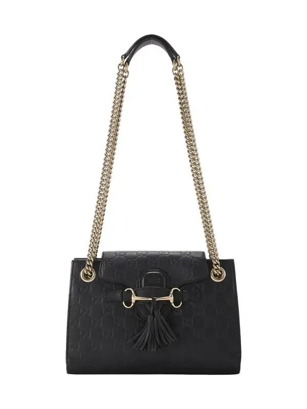 Gucci Ssima Leather Emily Chain Shoulder Bag - Black