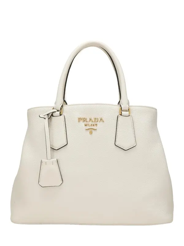 Prada Vitello Daino Convertible Handbag - White