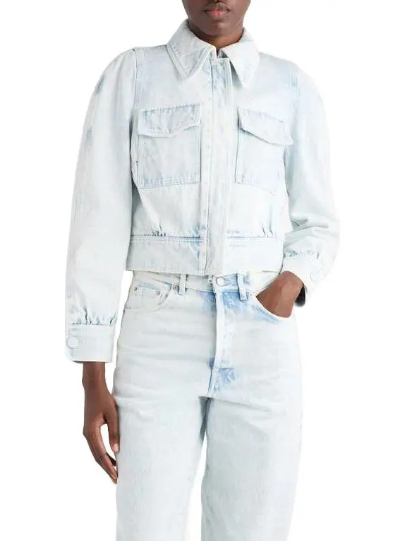 Dries Van Noten Extreme Bleach Heavyweight Denim Jacket - Pale Blue