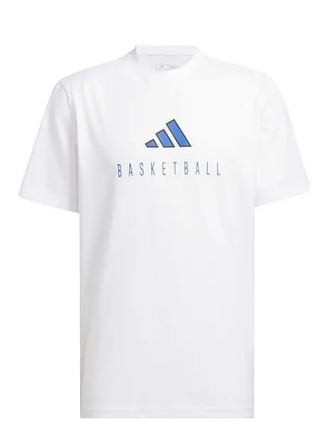 Adidas Worldwide Hoops Logo Performance Graphic Tee Shirt - White