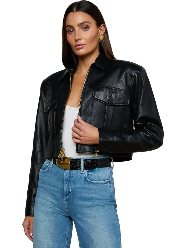 L'Agence Micah Oversized Leather Jacket - Black