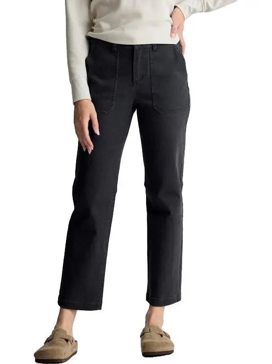 FREE FLY Folly Straight-leg Ankle Stretch Cotton Twill Pants - Black Sand