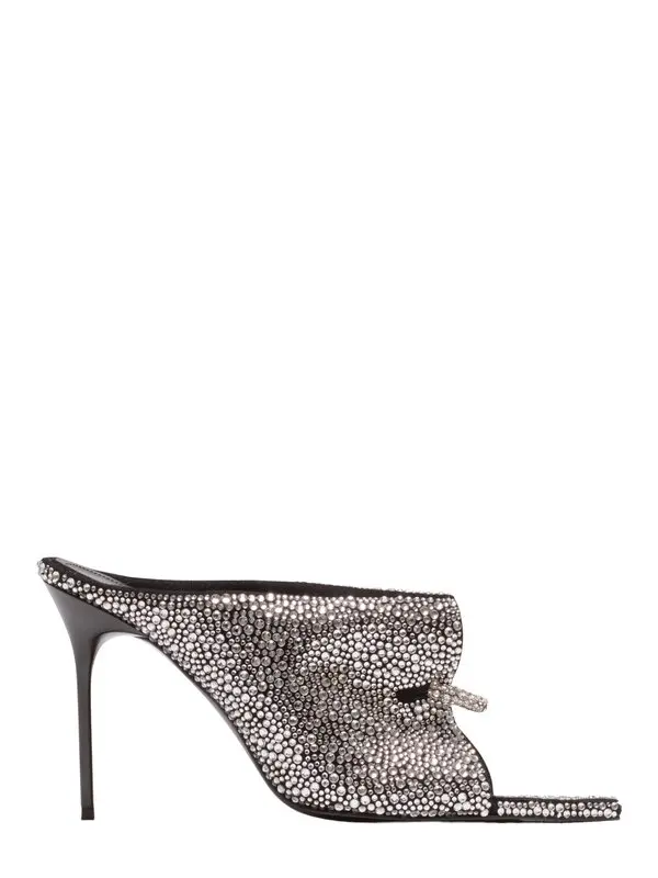 Balmain Suede And Rhinestone Mules - Silver
