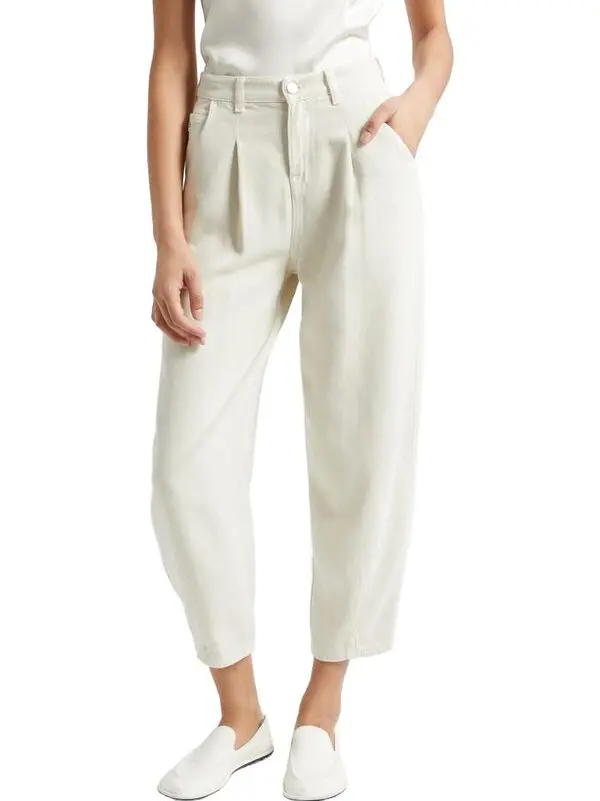 Emporio Armani Relaxed-fit Tapered-leg Pants - Solid White