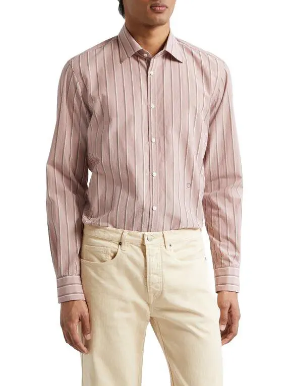 Massimo Alba Genova Stripe Cotton Button-up Shirt - Old Rose