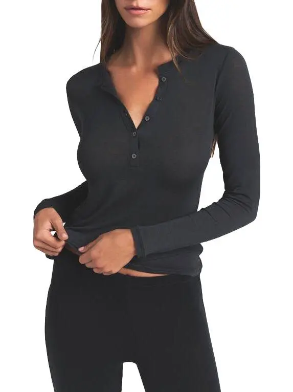 SKIMS Sheer Modal Henley - Onyx