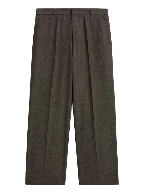 Cos Herringbone Relaxed-fit Wide-leg Trousers - Brown