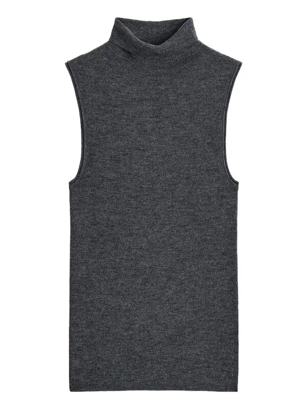 Cos Seamless Merino Wool Turtleneck Top - Gray