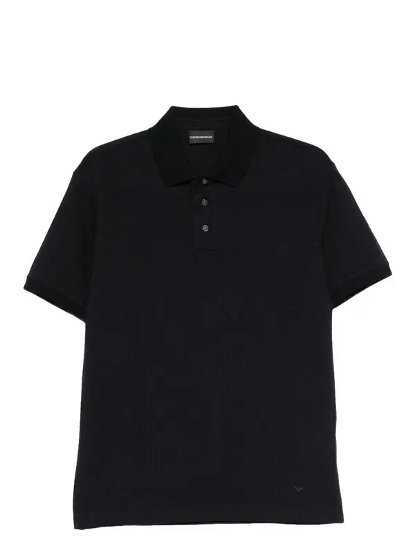 Emporio Armani Logo Cotton Polo Shirt - Blue