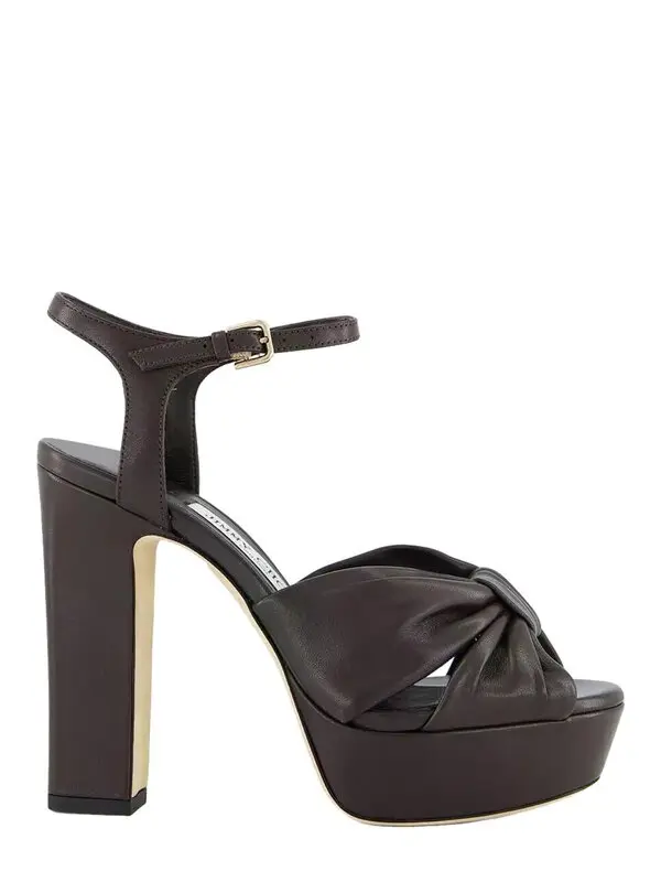 JIMMY CHOO Knotted Platform Sandals - Coffee Brown