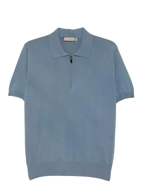 Canali Zip-up Polo Shirt - Blue