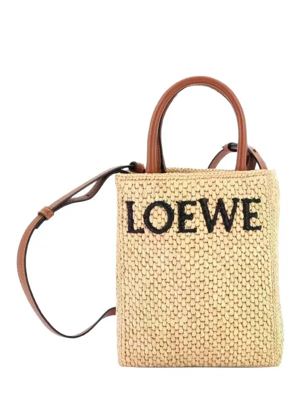Loewe A5 Tote Raffia And Leather Crossbody Bag - Neutrals