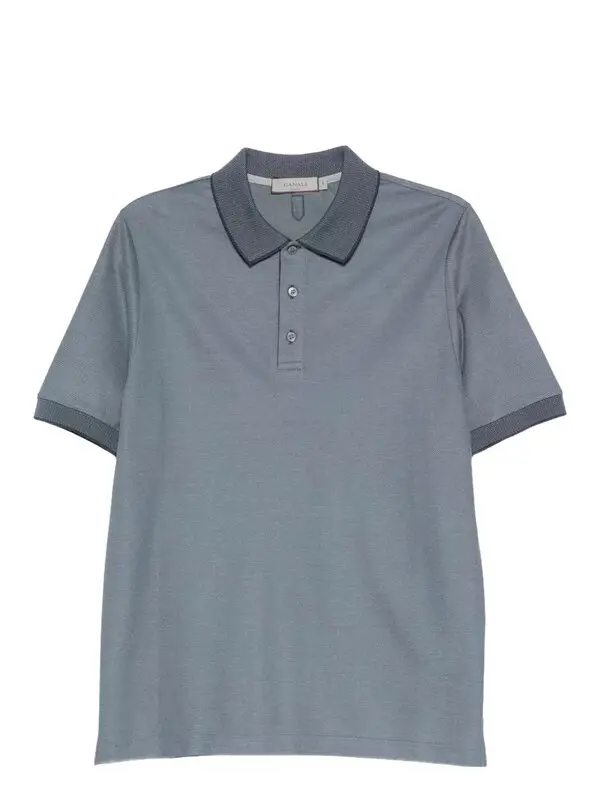 Canali Contrast-trim Polo Shirt - Blue
