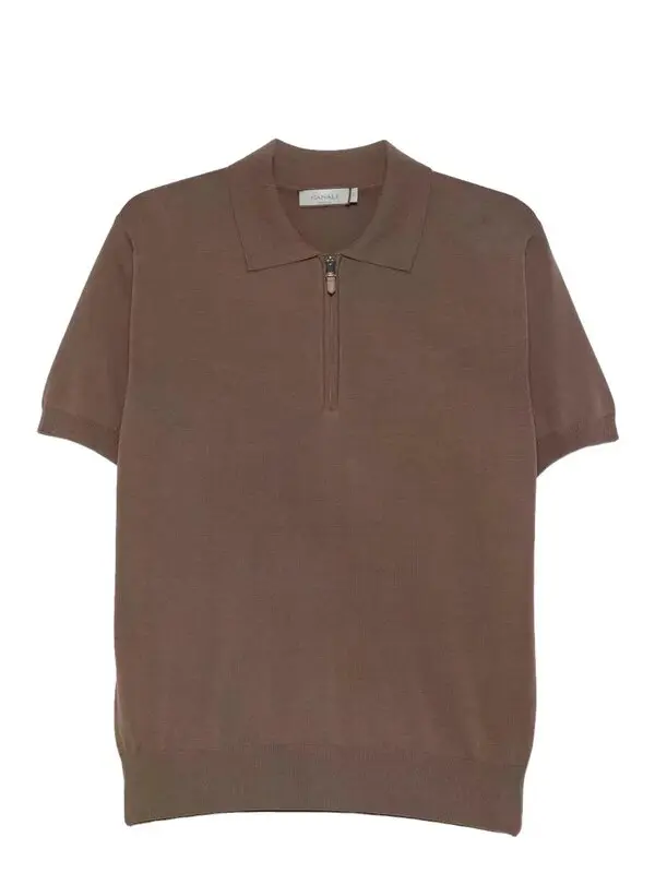 Canali Zip-up Polo Shirt - Brown