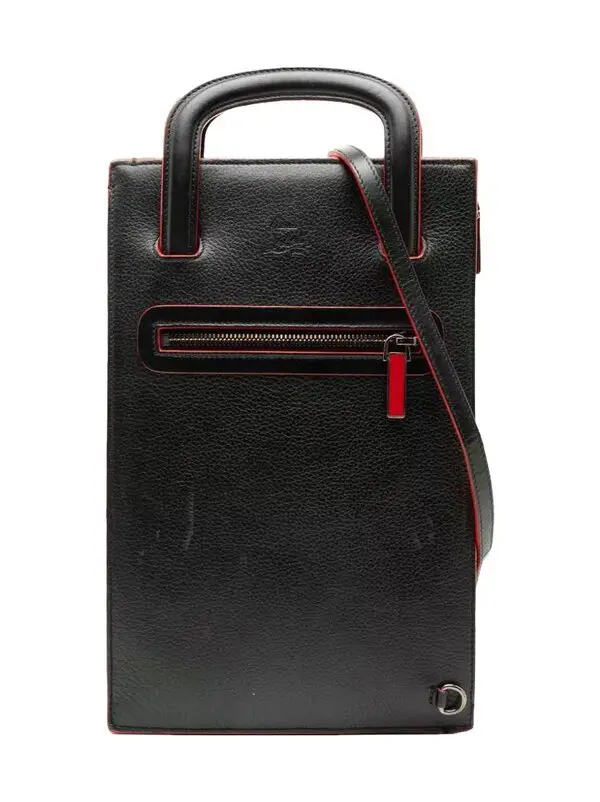 CHRISTIAN LOUBOUTIN 2015-2025 Leather Trick Track Satchel - Black