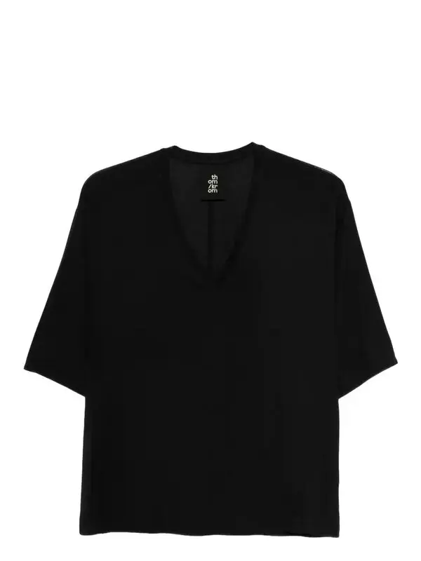THOM KROM Short Sleeve V-neck T-shirt - Black