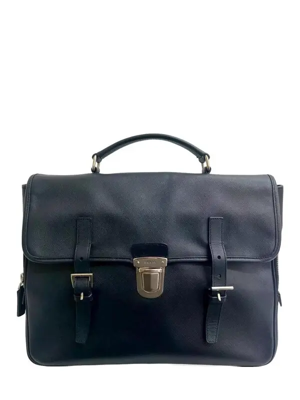 Prada Saffiano Leather Briefcase - Blue