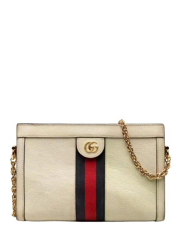 Gucci 2016-2026 Small Calfskin Ophidia Chain Crossbody Bag - White