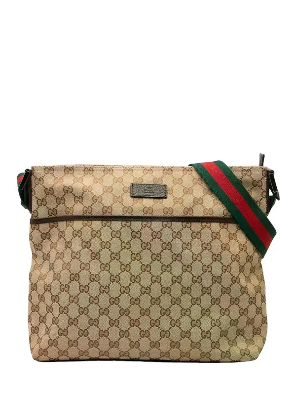 Gucci Gg Canvas Web Crossbody Bag - Brown