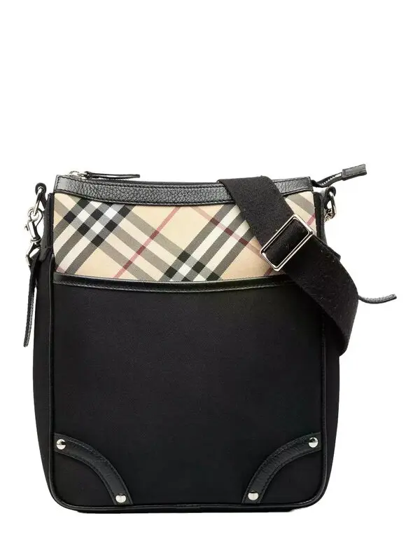 Burberry Nova Check Trimmed Crossbody Bag - Black
