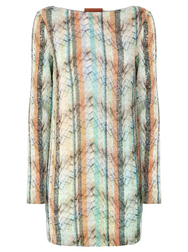 Missoni Long-sleeve Mini Dress - Neutrals