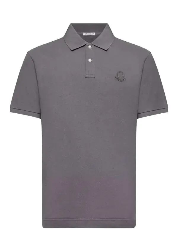 Moncler Logo Patch Piqué Polo Shirt - Grey