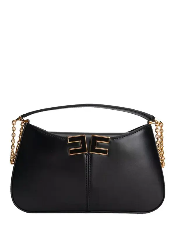 Elisabetta Franchi Logo Chain Shoulder Bag - Black
