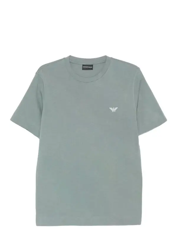 Emporio Armani Eagle-embroidery Crew-neck T-shirt - Blue