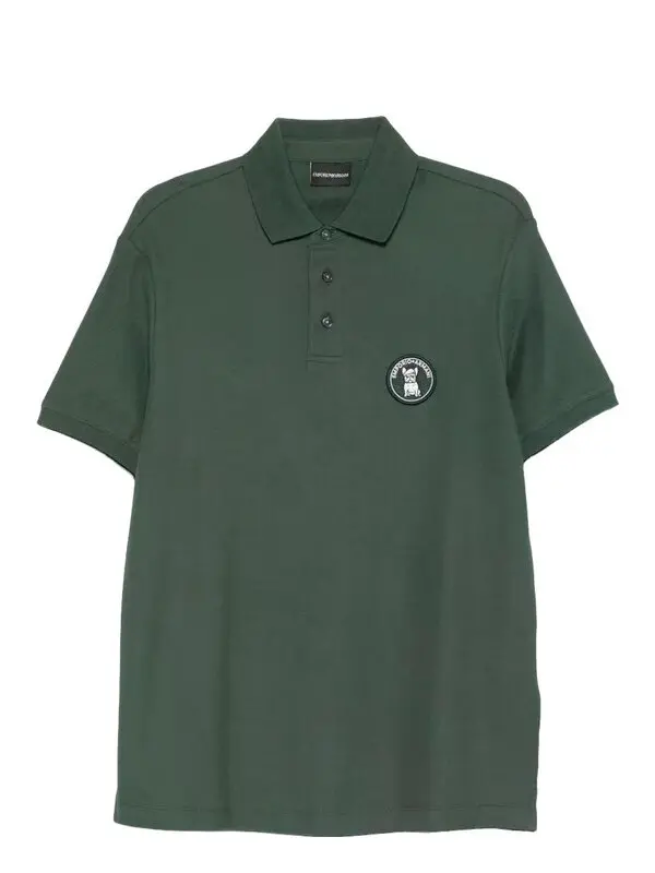 Emporio Armani Logo-patch Shirt-sleeve Polo Shirt - Green
