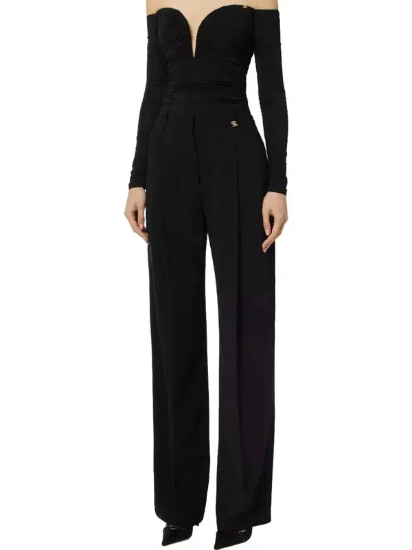 Elisabetta Franchi Logo-plaque Trousers - Black