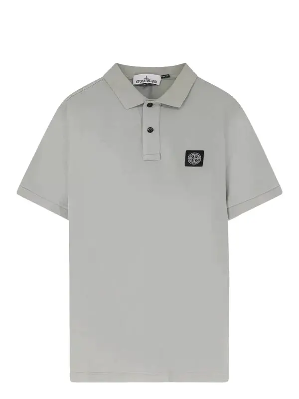 Stone Island 2200008 Organic Cotton Piqué With Stretch Slim-fit Short-sleeve Polo Shirt With Compass Patch - Green