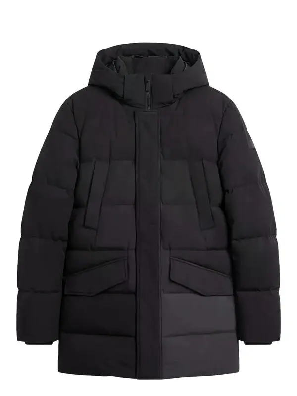 HESKIMO Hooded Flap-pocket Coat - Black