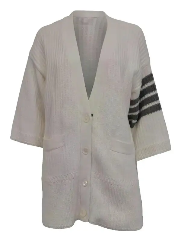 Thom Browne Stripe Oversized Cardigan - White