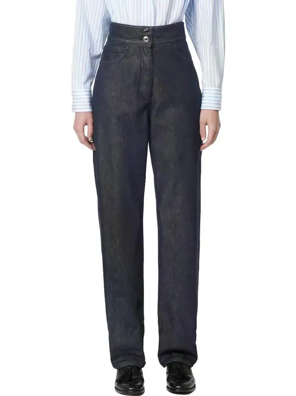 Max Mara High-waisted Cotton Trousers - Blue