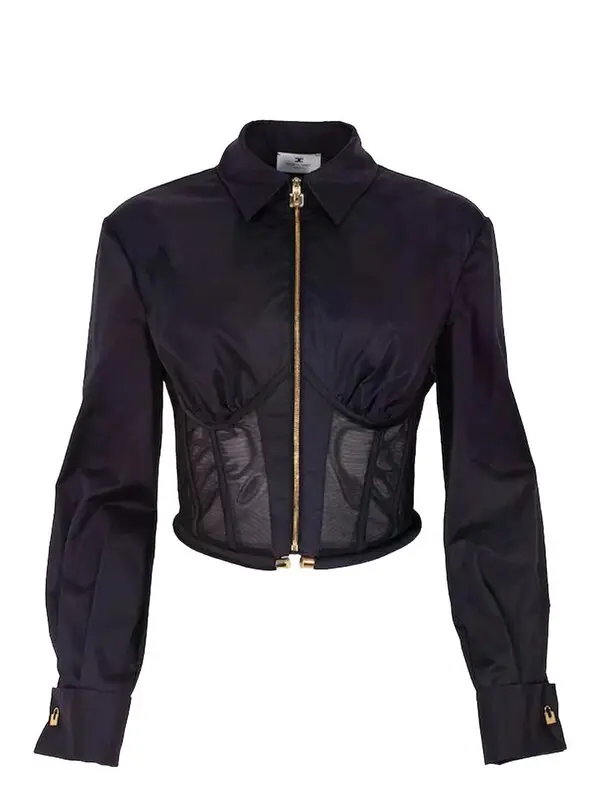 Elisabetta Franchi Long-sleeved Zip Shirt - Black
