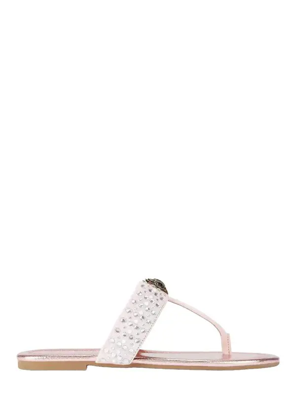 Kurt Geiger Kensington Crystal Eagle Flat Sandals - Pink