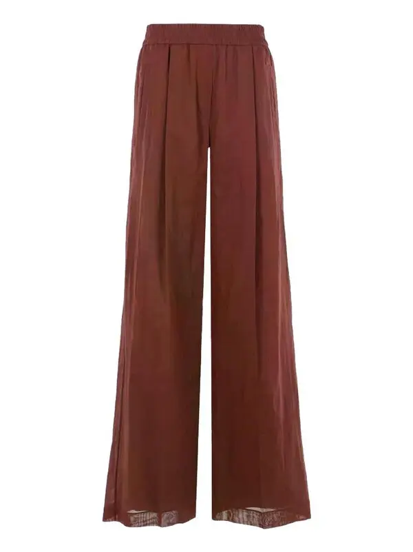 Brunello Cucinelli Pleated Wide Leg Trousers - Red