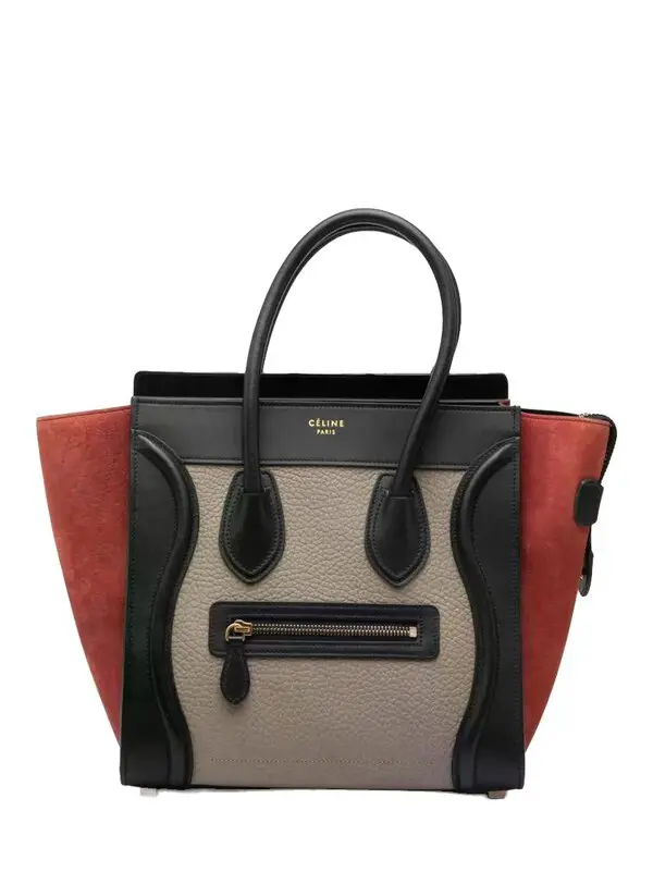 Celine 2015 Micro Tricolor Leather Luggage Tote - Brown