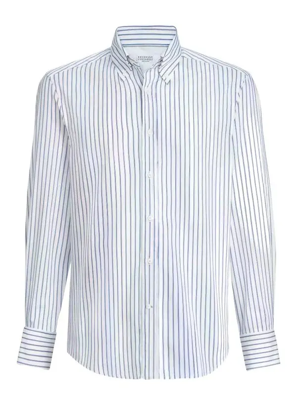 Brunello Cucinelli Multistripe Button-down Collar Shirt - White