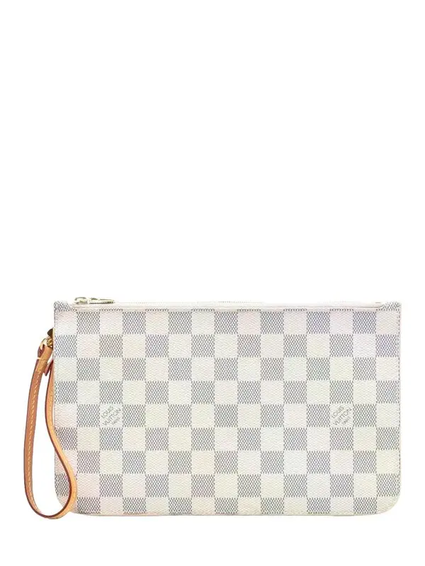 LOUIS VUITTON 2015 Damier Azur Neverfull Mm Pouch - White