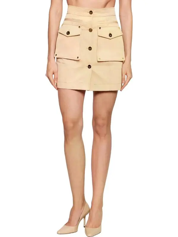Elisabetta Franchi Button Pocket Mini Skirt - Neutrals